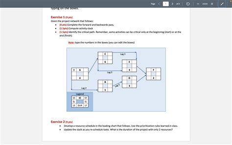 Exercise 1 9 Pts Given The Project Network That
