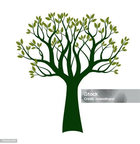 綠樹與葉子向量輪廓插圖植物在花園向量圖形及更多樹圖片 樹 式樣 乾的 Istock