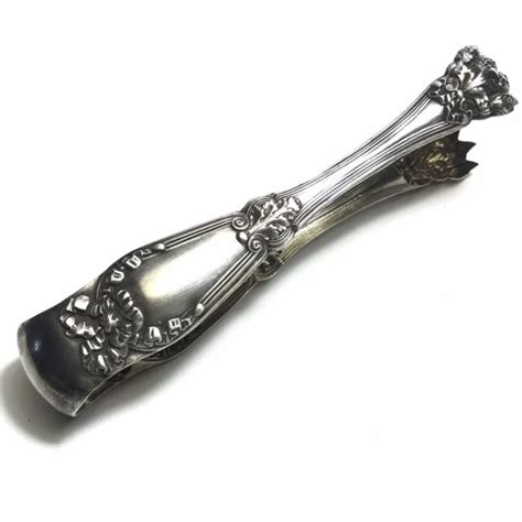XIXE PINCE A Sucre Argent Massif Minerve Modèle Ruban Patte De Lion 45