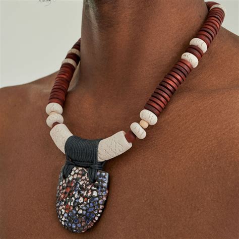 African Mens Chunky Necklace Wooden Beaded Necklace Inspire Uplift