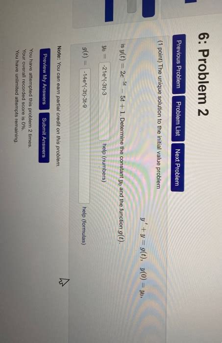 Solved 6 Problem 2 Previous Problem Problem List Next