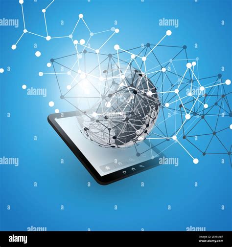 Cloud Computing Design Concept With Earth Globe And Tablet Pc Digital