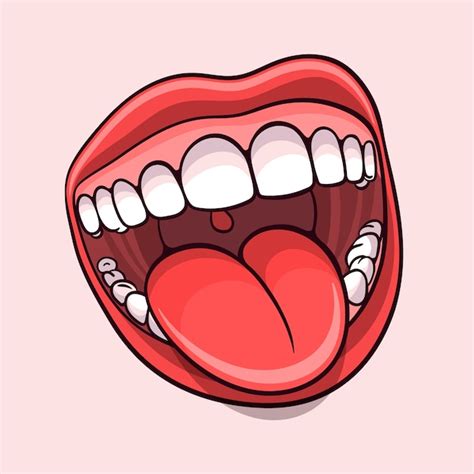손으로 그린 혀 만화 일러스트레이션 무료 벡터