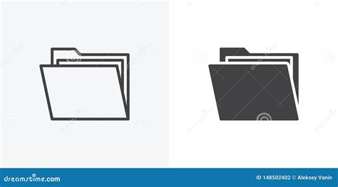 Open File Folders Icon Stock Vector Illustration Of Outline 148502402