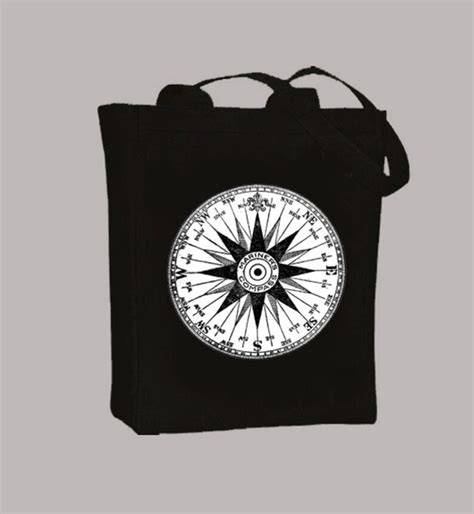 Vintage Mariners Compass Illustration On Black Or Natural Etsy