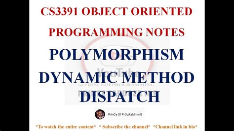 Dynamic Method Dispatch Notes Cs3391 Object Oriented Programming