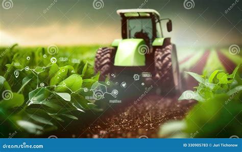 Smart Farming Concept With Autonomous Tractor Futuristic Autonomous