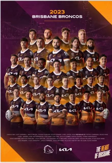 Laminated 2023 Brisbane Broncos Team Poster Nrl Rugbypremiers