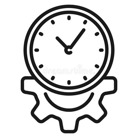 Time Management Line Gear With Time Icon Work Process Vector Illustration Stock Vector