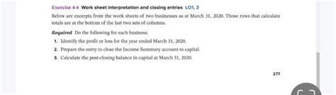 Solved Exercise 4 4 Work Sheet Interpretation And Closing