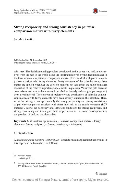 Strong Reciprocity And Strong Consistency In Pairwise Comparison Matrix With Fuzzy Elements