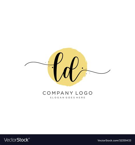 Ld Initial Handwriting Logo Design Royalty Free Vector Image