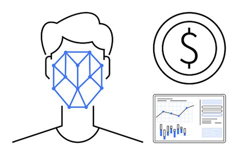 금융 분석 및 데이터 시각화 요소를 사용한 안면 인식 기술 개념에 대한 스톡 벡터 아트 및 기타 이미지 개념 개념과 주제 그래픽 사용자 인터페이스 Istock