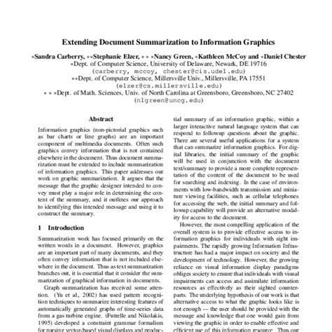 Extending Document Summarization To Information Graphics Acl Anthology