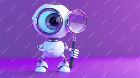 Premium Photo A Cute Robot Holding A Magnifying Glass The Robot Has