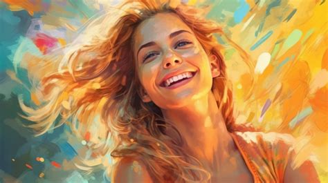 A Woman Lying On Her Back Smiling And Looking At The Camera Premium