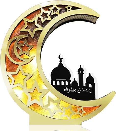 Yoawllty Ramadan Decorations Ramadan Lights Moon Shape LED Light For