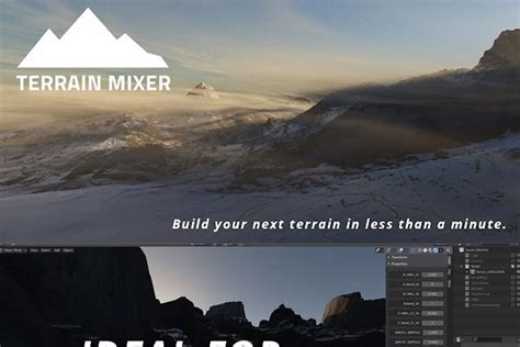 Blender插件 程序化三维地形生成器插件terrain Mixer V1 9 1 源酷素材网