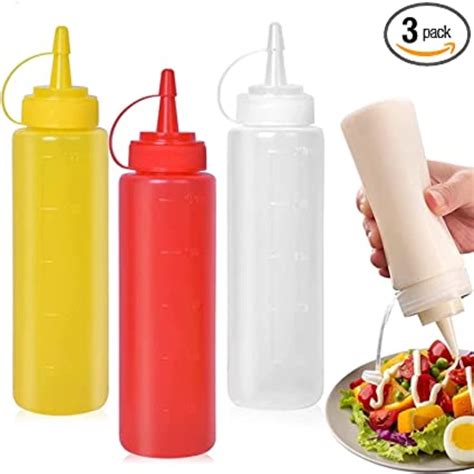 Condiment Sauces Squeeze Bottles Pcs Oz With Leak Proof Cap And Scale Line Plastic