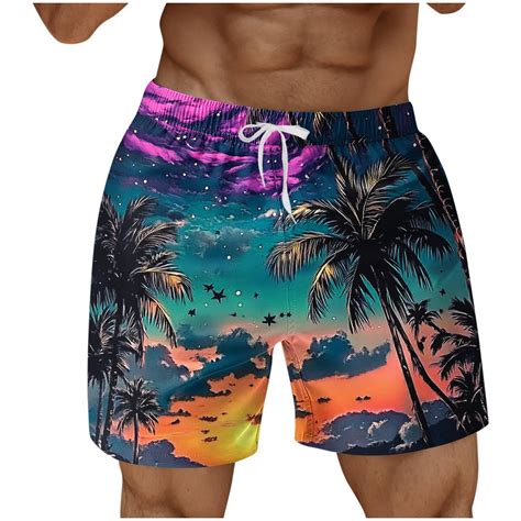 Cllios Mens Tropical Swimming Shorts Big And Tall Hawaiian Swim Trunks
