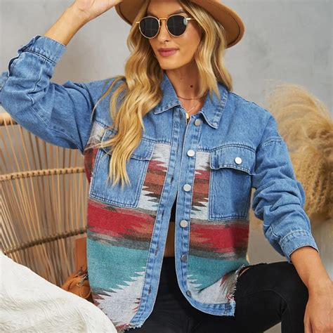Vintage Denim Ceket Kad Nlar 2022 Yeni Moda Patchwork Cep Turn Down