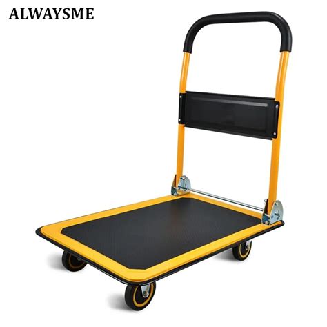 Alwaysme 360 도 회전 바퀴 및 접이식 휴대용 푸시 풀 카트 돌리 이동 플랫폼 핸드 트럭 로드 150kgs정원