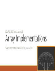 Week 2 Slides Array Implementations C01 Pdf COMPSCI 2C03 WEEK 2