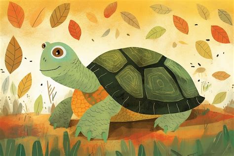 Premium Ai Image A Turtle With A Green Shell On Its Head Is Walking