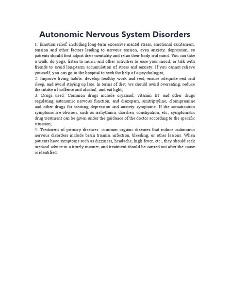 Autonomic Nervous System Disorders Pdf