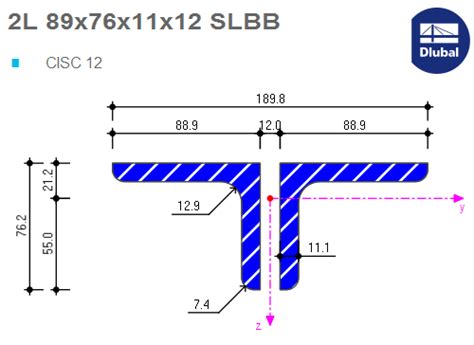 2l 89x76x11x12 Slbb Cisc 12 Cross Section Properties And Analysis