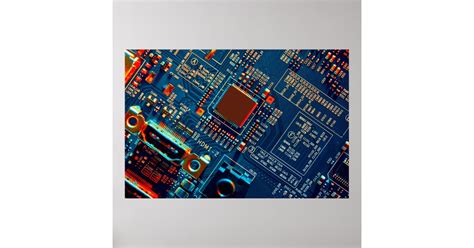 Electronic Circuit Board Close Up Electronicmicr Poster Zazzle