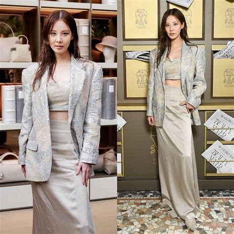 서현 밀라노 홀린 여신 자태 새틴 스커트와 시퀸 재킷 젠틀 럭셔리룩 패션엔