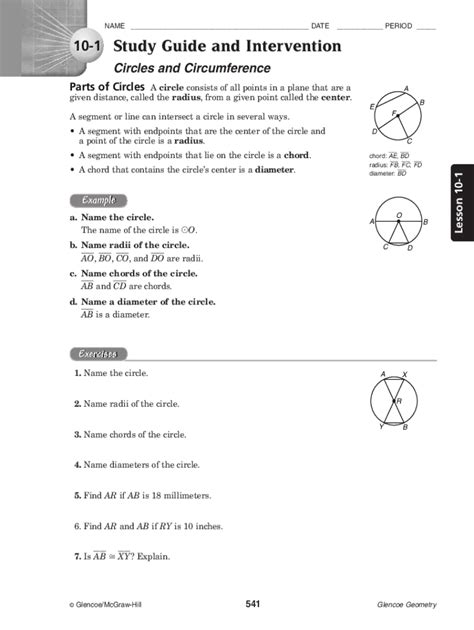 Fillable Online Study Guide And Intervention Circles And Circumference Fax Email Print