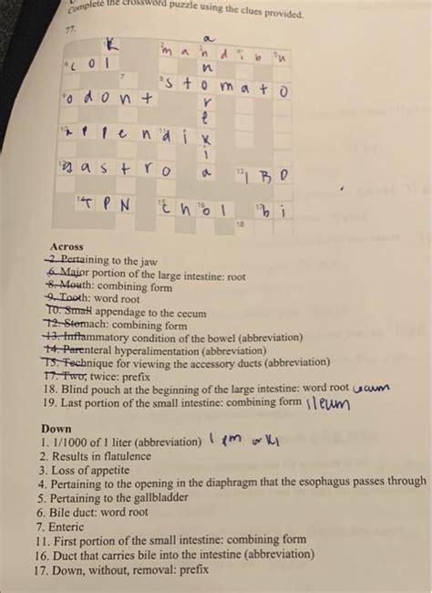 Complete The Crossword Puzzle Using The Clues Chegg
