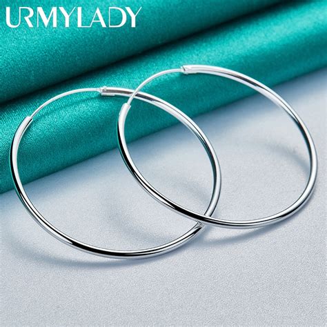 URMYLADY Sterling Silver Smooth Mm Circle Earrings For Women Wedding Engagement Charm