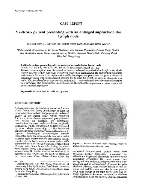 Pdf A Silicosis Patient Presenting With An Enlarged Supraclavicular
