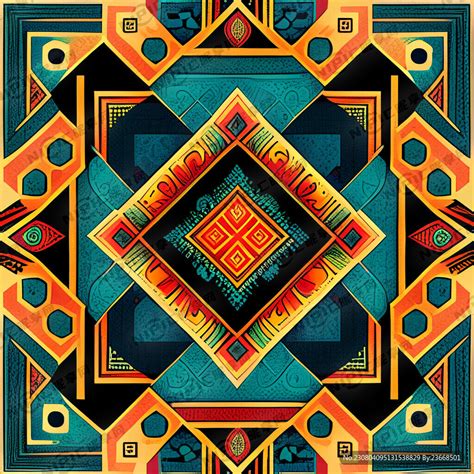 Ai创作图彩色 藏族文化 方形图案 民族元素 复古 禅意 昵图网