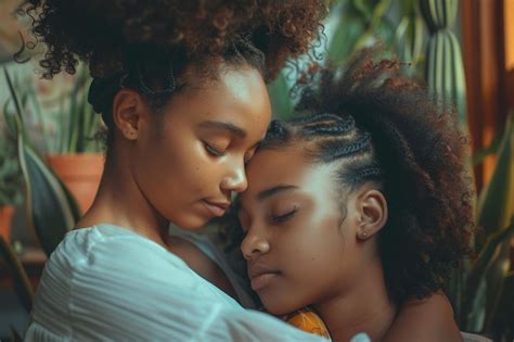 Premium Photo Young Black Mother Holding Her Daughter Embracing Their