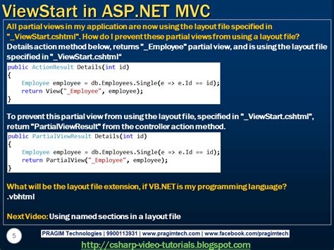 Sql Server Net And C Video Tutorial Part 60 Viewstart In Aspnet Mvc