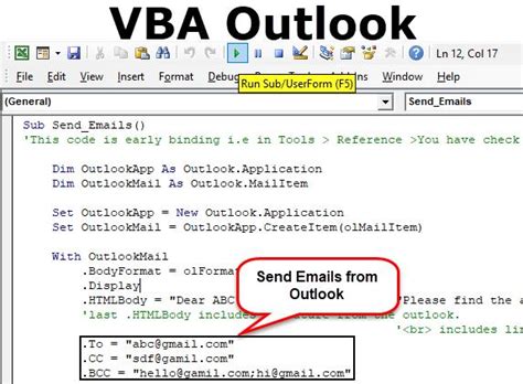 Vba Outlook How To Send Emails From Outlook Using Vba Code Joe Hernandez
