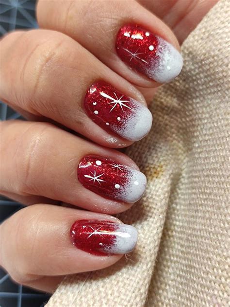 Red Glitter Christmas Nail Art Xmas Nails Gel Nails Nail Art