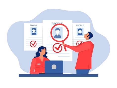 Kyc 또는 돋보기를 통해 프로필의 신원을 확인하는 비즈니스 개념을 고객이 알고 있습니다 프리미엄 벡터