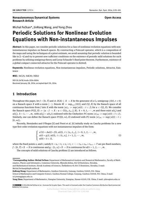 Pdf Periodic Solutions For Nonlinear Evolution Equations With Non