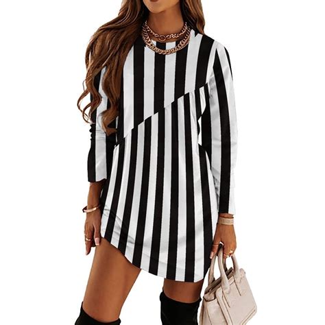 Black And White Vertical Loose Dress Evening Dress Summer Dresses For