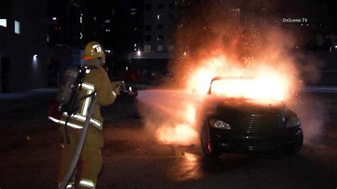 Downtown Los Angeles Car Fires Transient Man Arrested On Suspicion Of