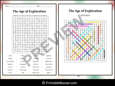 The Age Of Exploration Word Search Puzzle Worksheet Activity Teaching