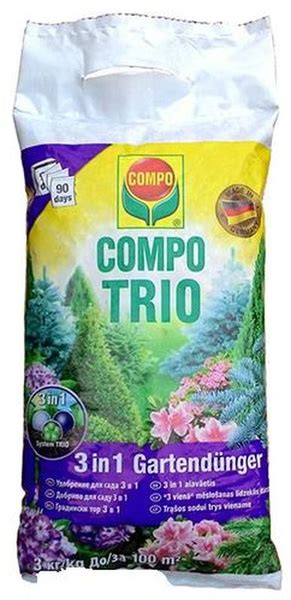 Удобрение COMPO Удобрение для сада Compo "Trio", 3 в 1, 3 кг - купить ...