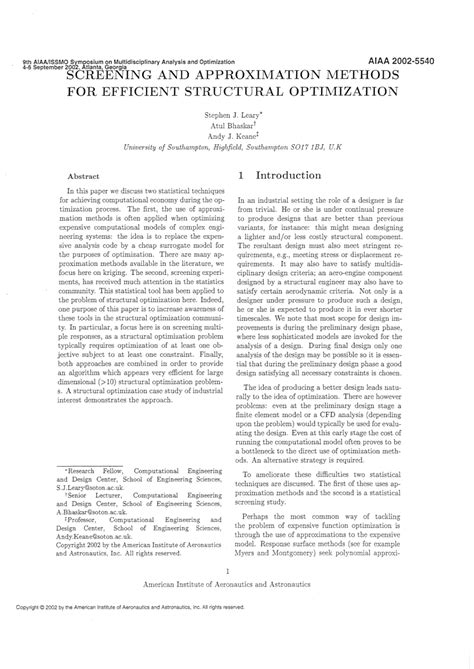 pdf screening and approximation methods for efficient structural