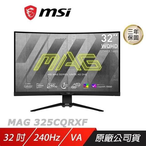 Msi 微星 【南紡購物中心】 Mag 325cqrxf 曲面電競螢幕 Pchome 24h購物