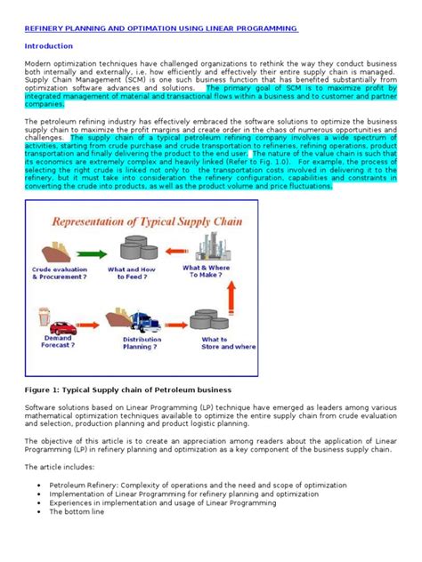 Refinery Planning And Optimation Using Linear Programming Pdf Oil